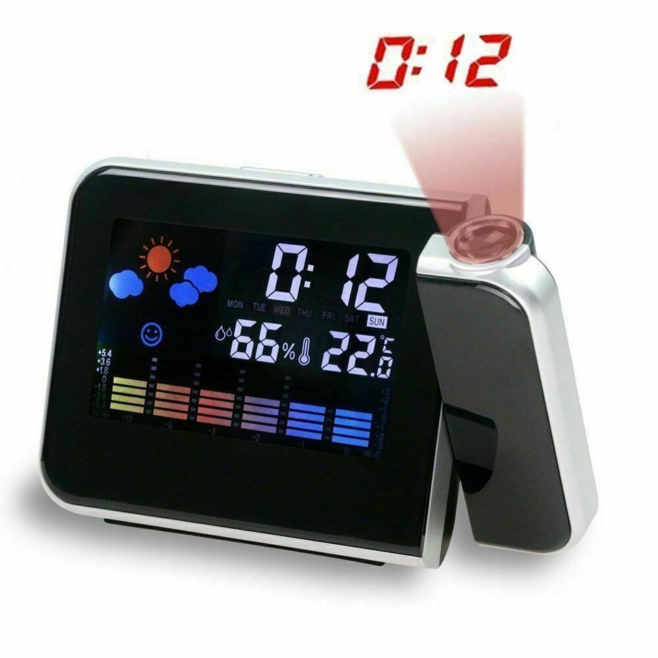 Projection Alarm Clock Weather Station Thermometer Temperature Humidity ...