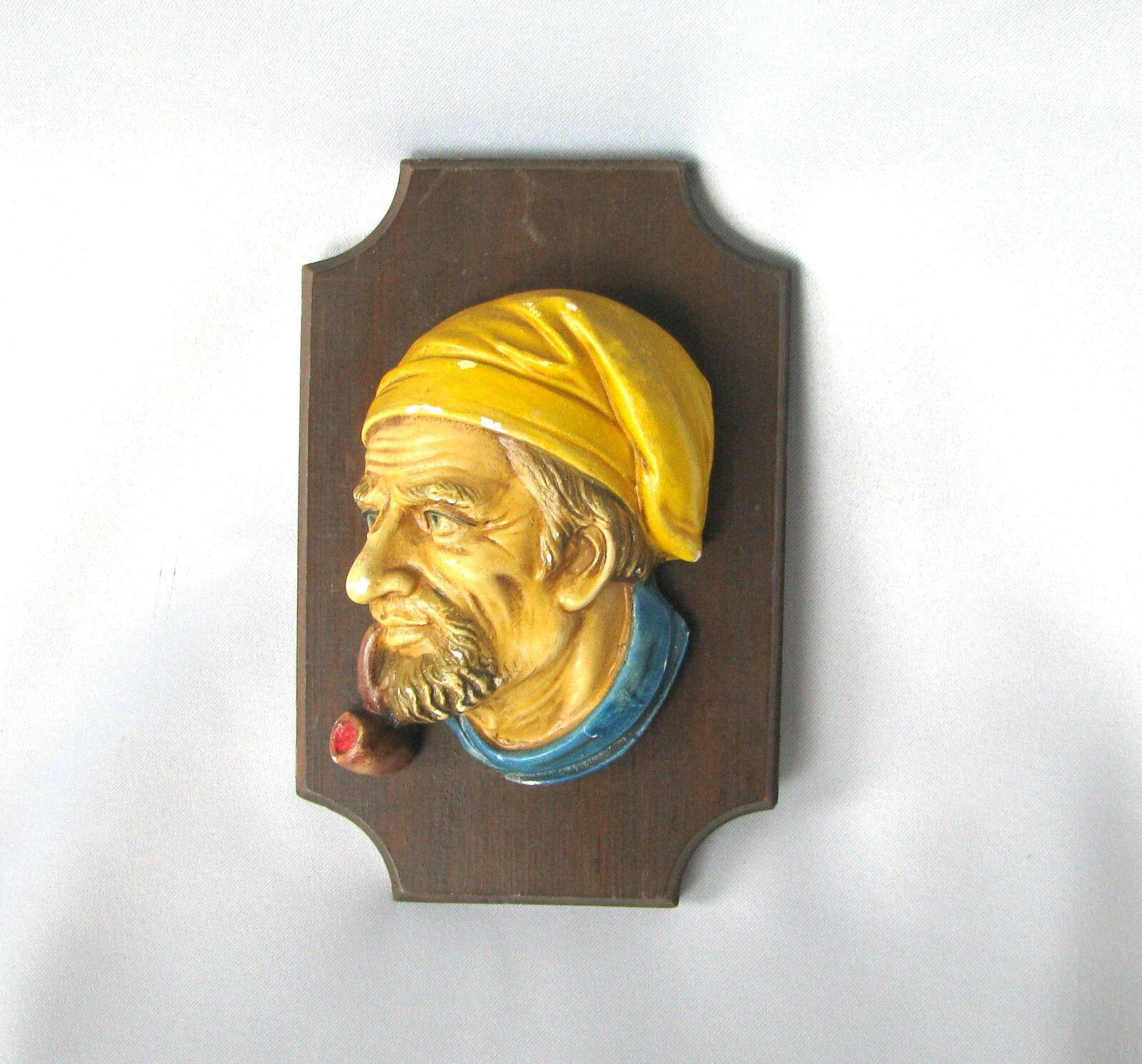 Bossons Fisherman Chalkware Head on Wood Plaque | eBay