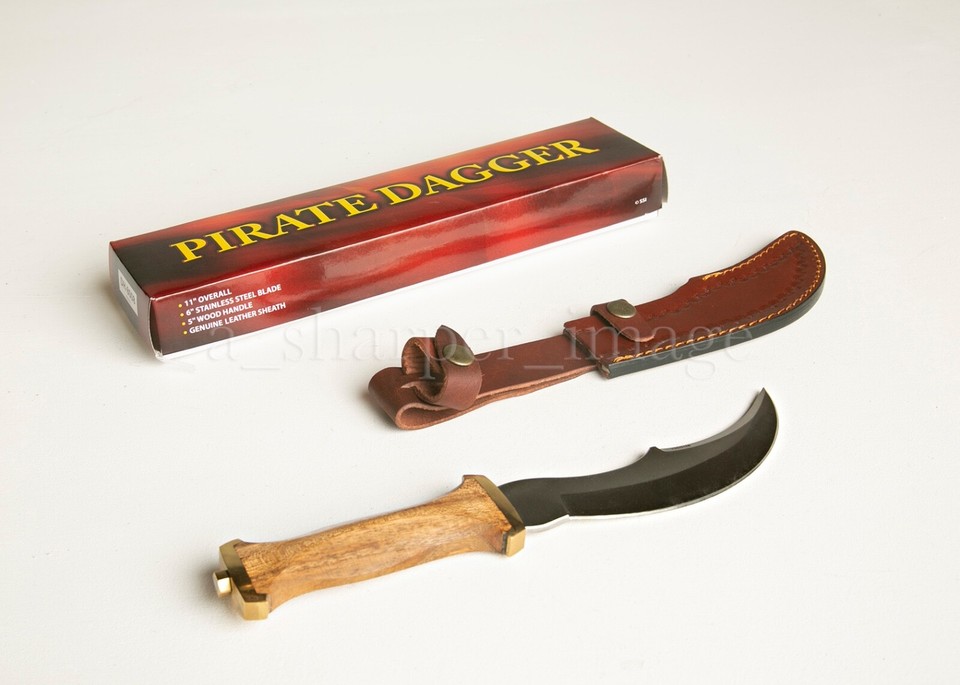 Pirate Sea Marauder 11" Curved Knife SHARP Buccaneer Boucan Leather ...