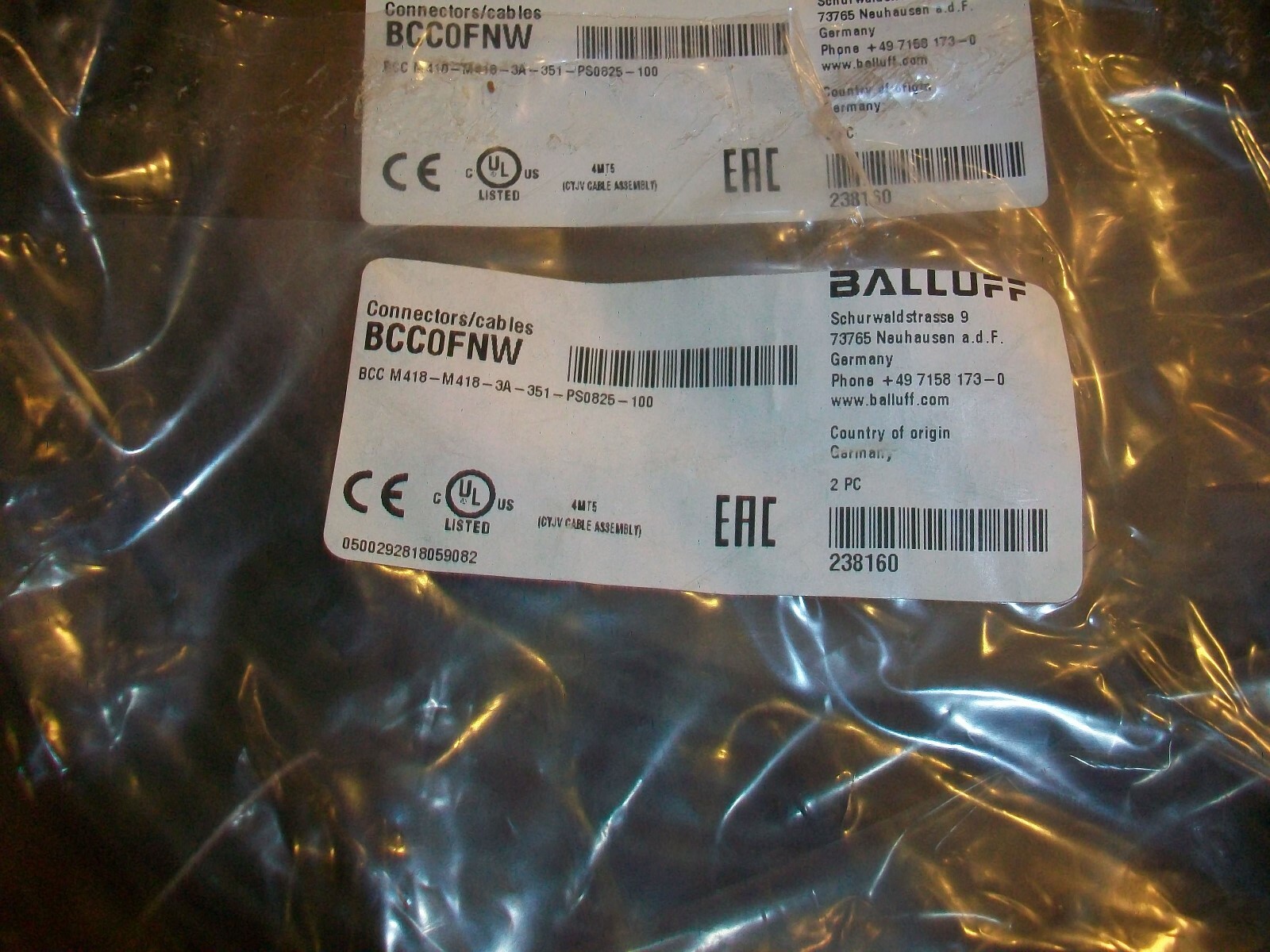 2pc Balluff Molded Cordset BCC M418-M418-3A-351-PS0825-100 8 POLE NEW ...