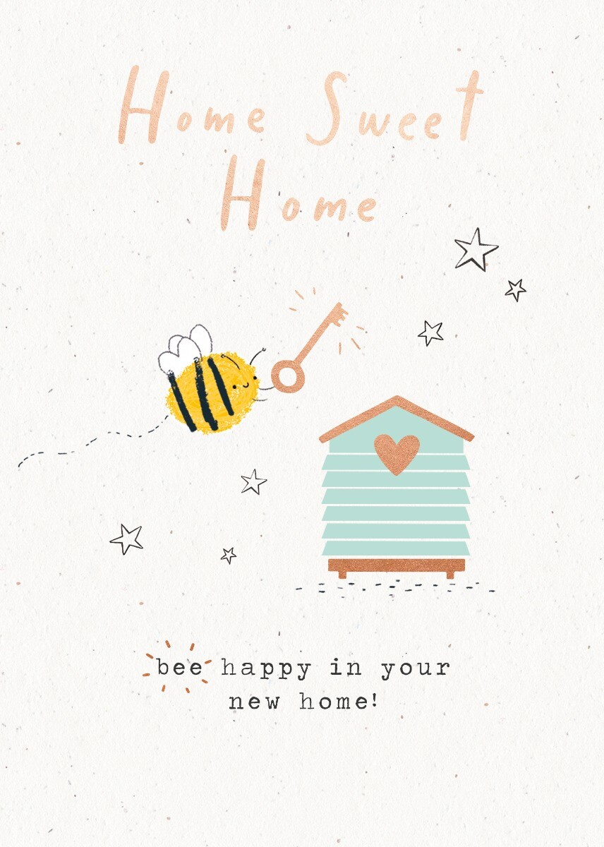 Beautiful Home Sweet Home Greeting Card – Bee Happy Printed in UK | eBay UK