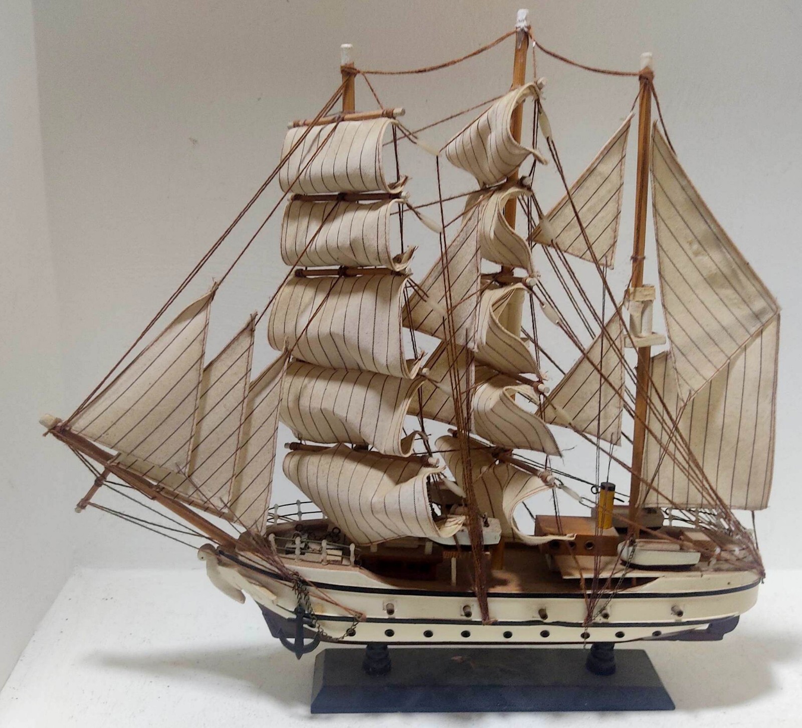 Vintage Handmade Wood Model Sailing Boat Large Ship Sailor Nautical ...