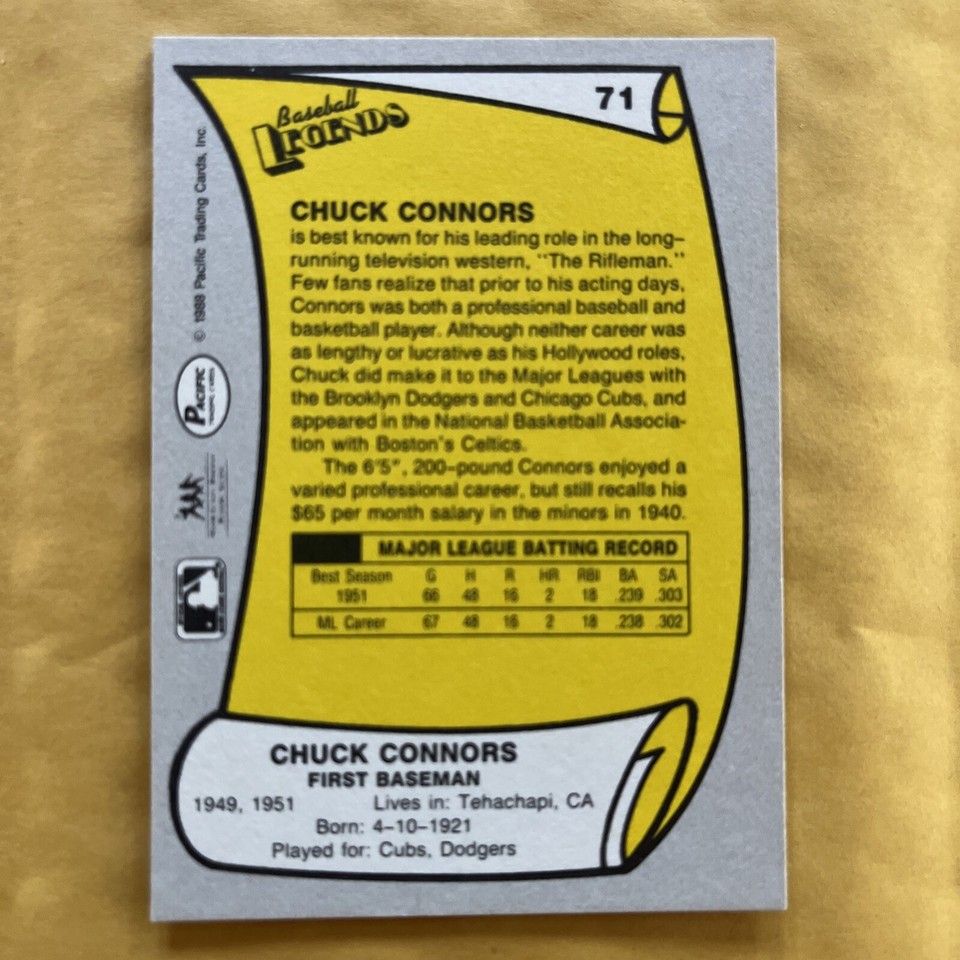 1988 Pacific Legends CHUCK CONNORS | eBay