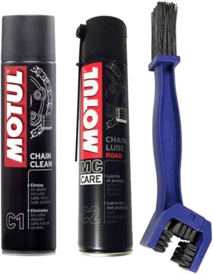 Motul Kit nettoyant lubrifiant de chaîne Chain Clean C1 + Chain Lube ...