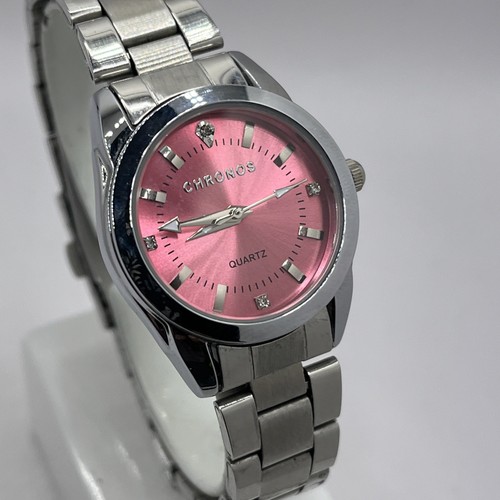 Chronos Women's Quartz Watch Pink Dial Silver 7.5" Band- New Battery | eBay