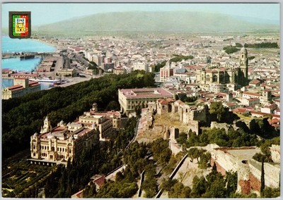 Malaga Spain Aerial View Lithograph Postcard by Dominguez C11 | eBay