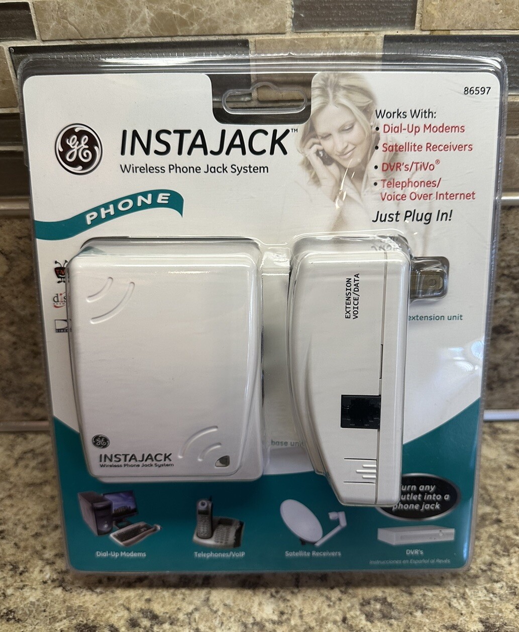 GE 86597 Instajack Wireless Phone Jack Base & Extension Unit ...