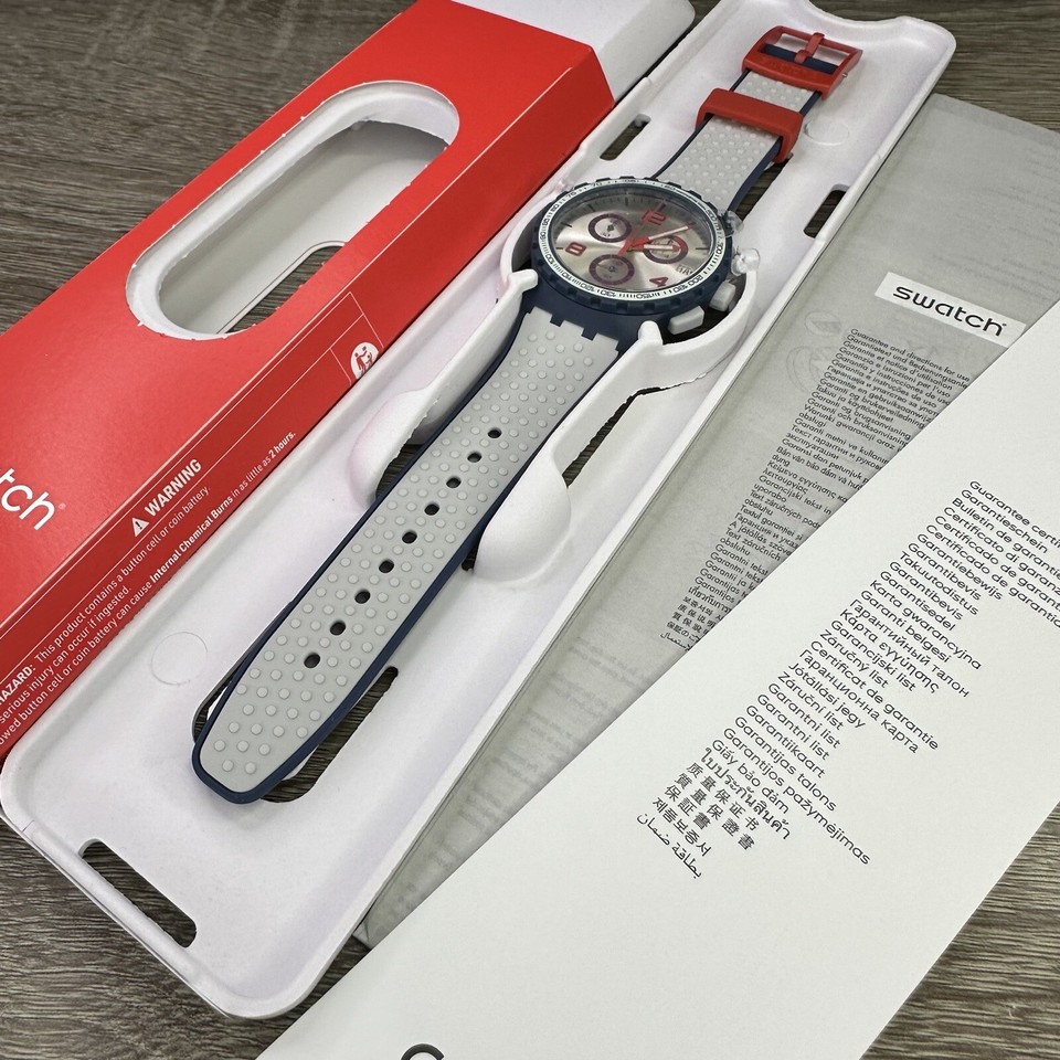 NEW Swatch HUMPY BUMPY Silicone Chronograph Men's 41mm Watch SUSN411 ...