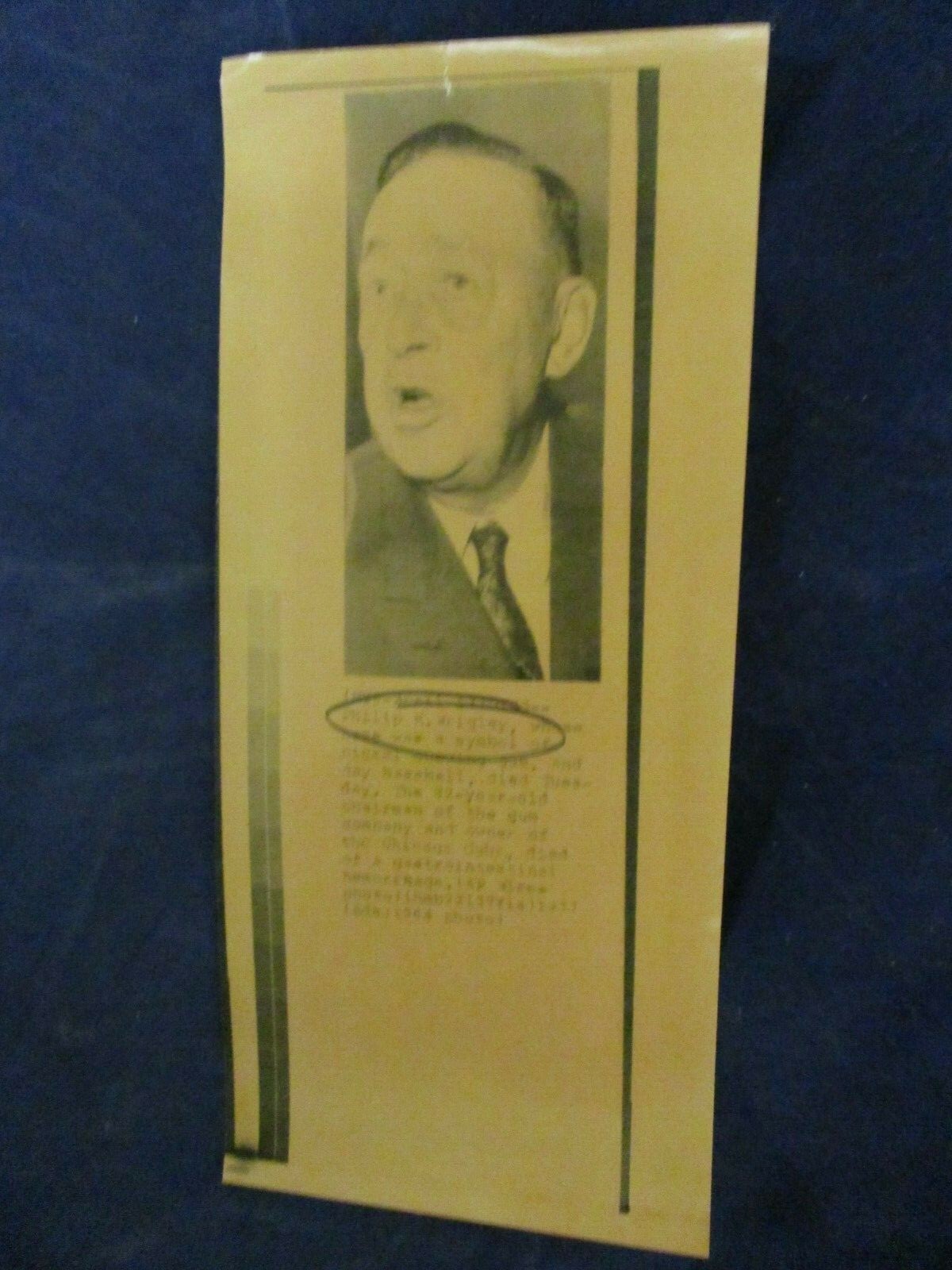 1977 Philip K. Wrigley of Wrigley chewing gum 1964' Vintage Wire Press ...