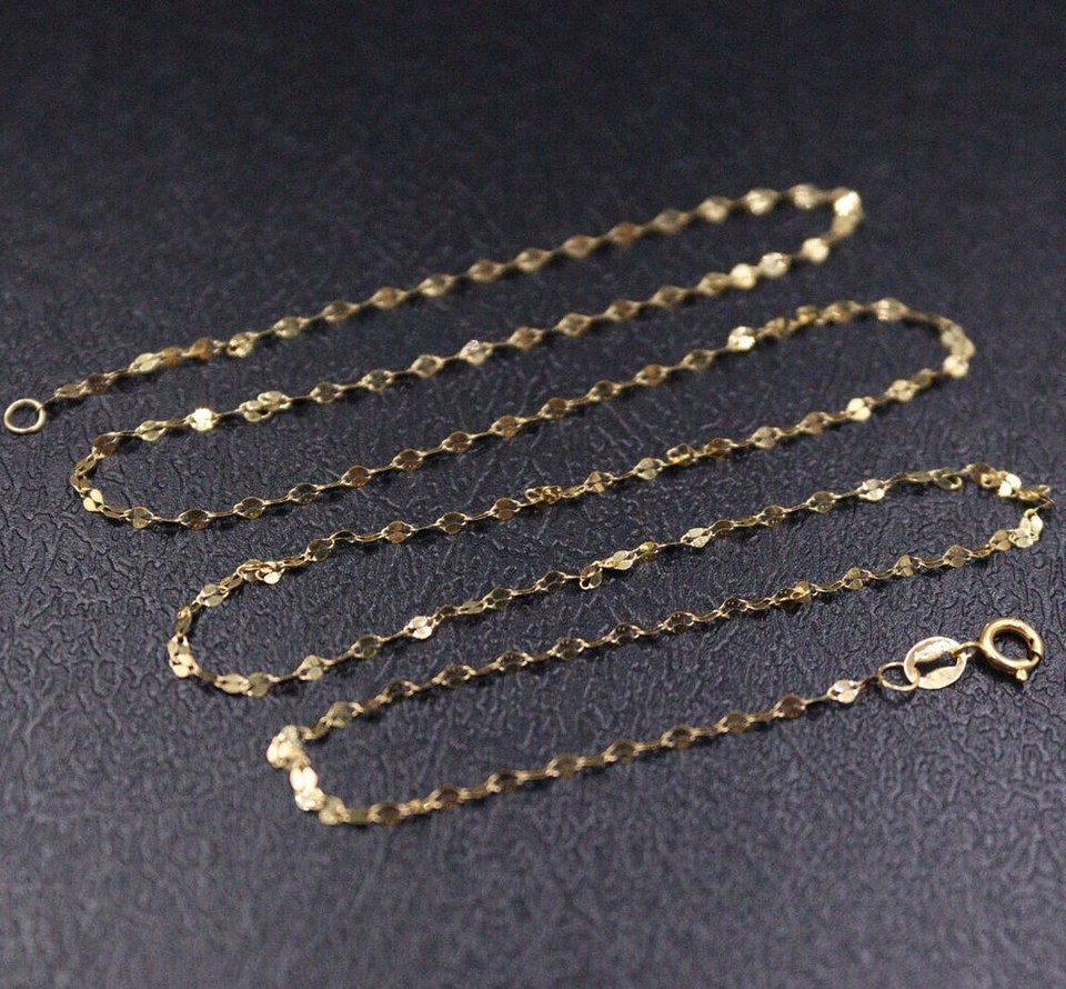 AU750 Solid 18K Gold Kiss Lip Chain Necklace Fine Gold Jewelry 18 inch ...