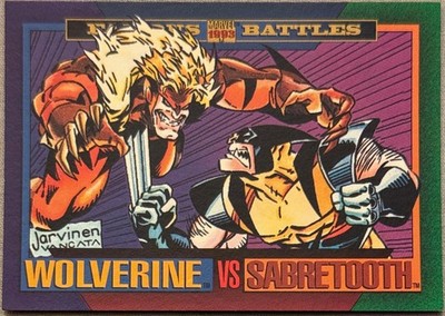 WOLVERINE VS. SABRETOOTH - FAMOUS BATTLES - MARVEL TRADING CARD #149 ...