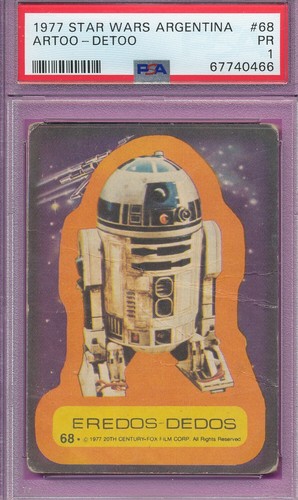 R2D2 ARGENTINA STAR WARS ARTOO-DETOO 1977 STICKER 68 GRADED PSA 1 PR R2 ...