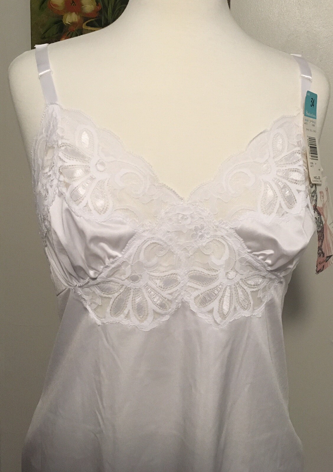 Vintage Shadowline White Camisole, Vintage Deadstock Lingerie, Size:34 ...