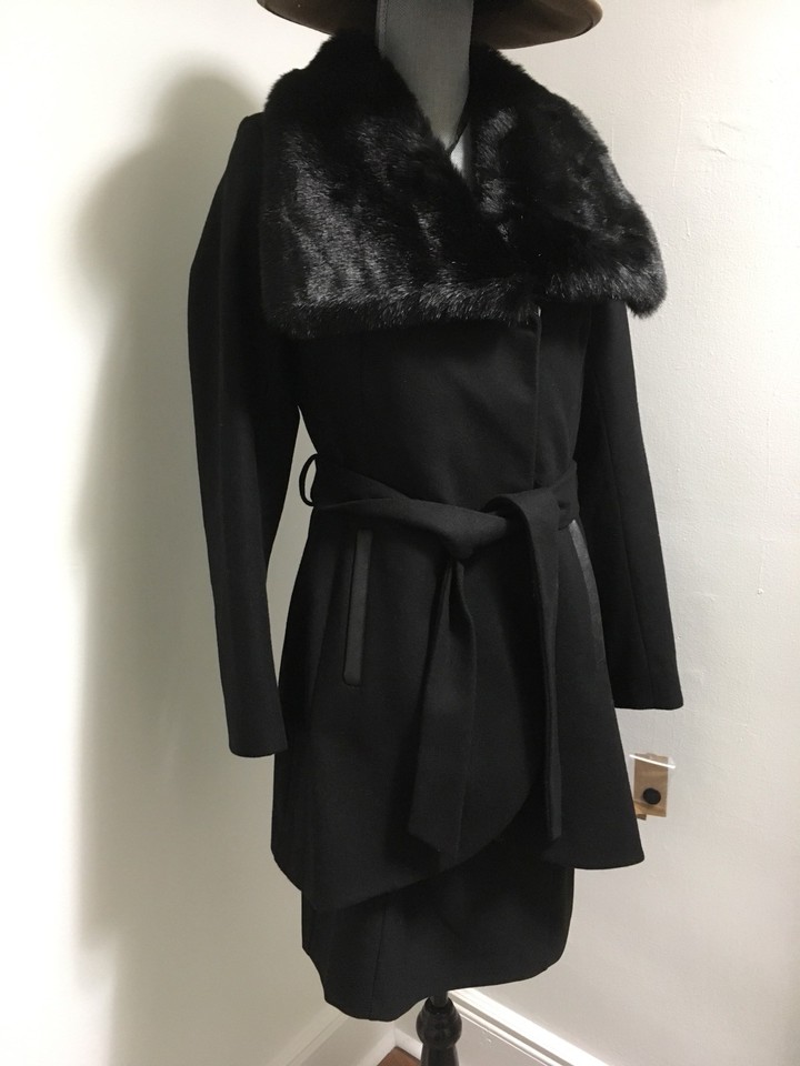 Rachel Rachel Roy Faux Fur Wool Blend Coat Black S,XL S/O 245$ | eBay