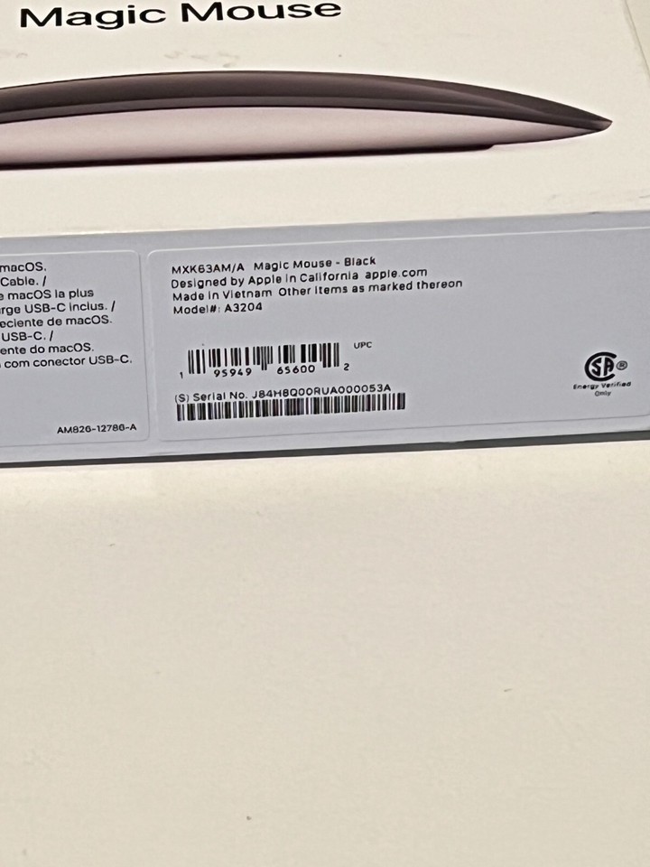 Apple Magic Mouse Multi-Touch Surface (USB-C) 2024 Version - Black (No ...