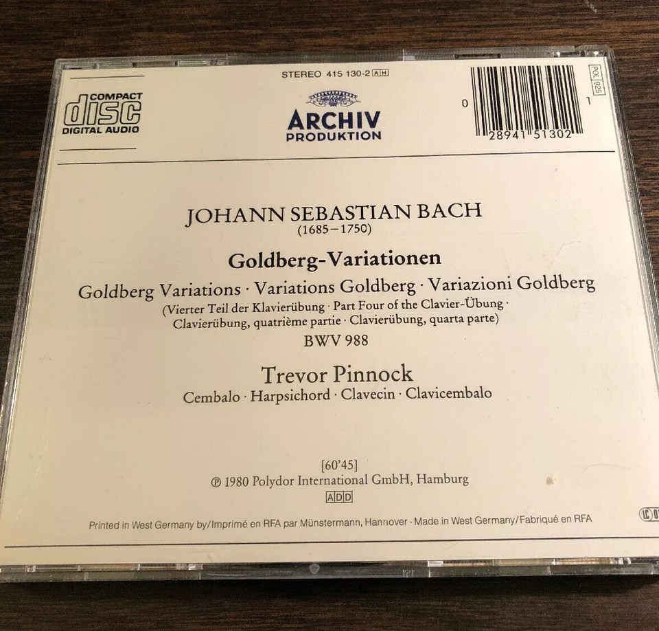 Bach: Goldberg Variations CD 28941513021| eBay