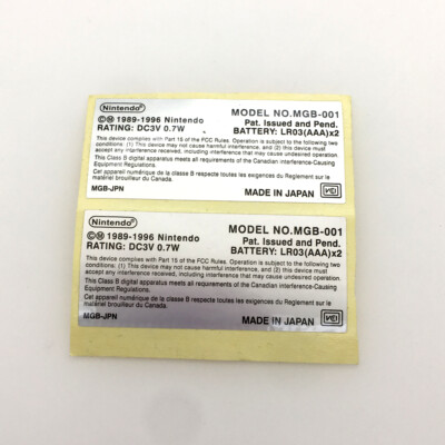10 PCS Replacement Back Sticker MGB-001 Label For Nintendo Game Boy ...