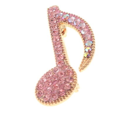 Gold Tone Metal Crystal Music Note Brooch P1500-PNK | eBay