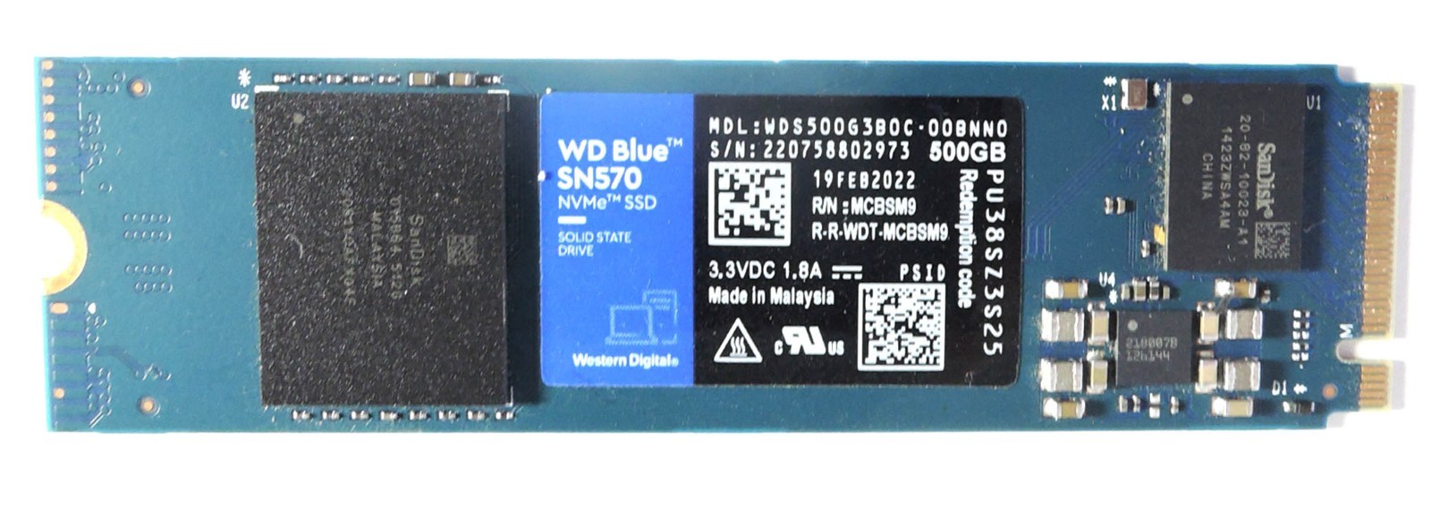Pre-Owned Western Digital Blue SN570 NVMe 500GB, Internal M.2 SSD | eBay