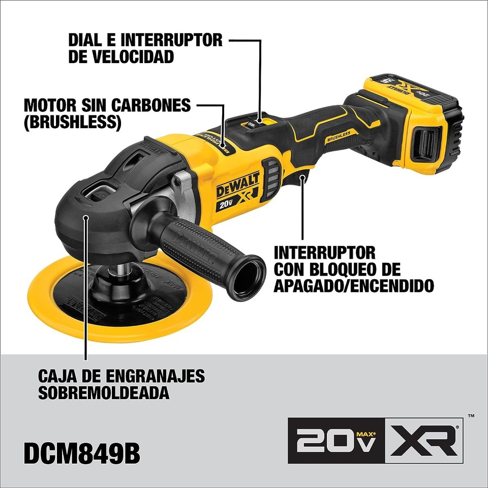 DEWALT 20V MAX XR CORDLESS BRUSHLESS 7" ROTARY POLISHER TOOL ONLY ...