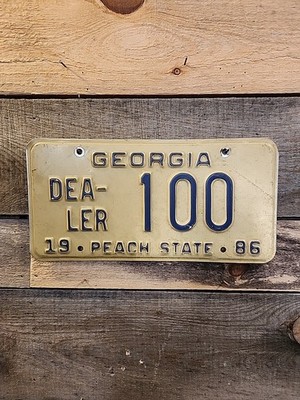 1986 Georgia Dealer License Plate #100 Vintage License Plate | eBay