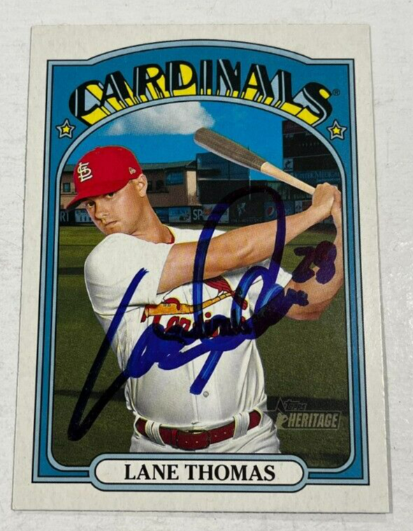 LANE THOMAS SIGNED 2021 TOPPS HERITAGE BASEBALL CARD AUTO | eBay