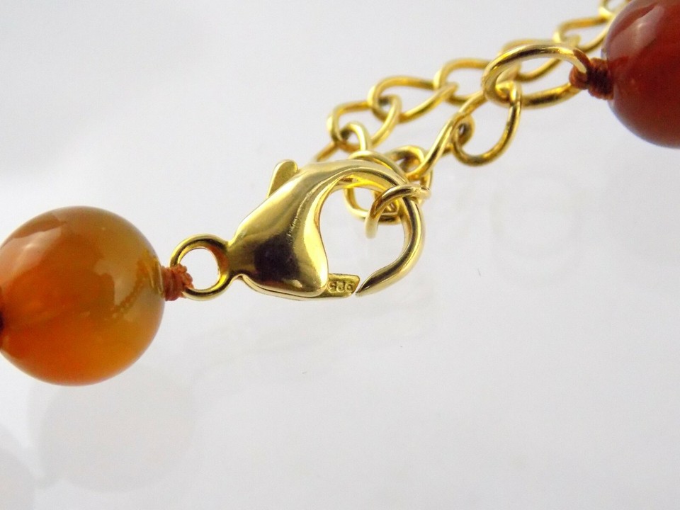 Lucas Lameth Gold over Sterling Silver Orange Brown Beaded Necklace 925 ...