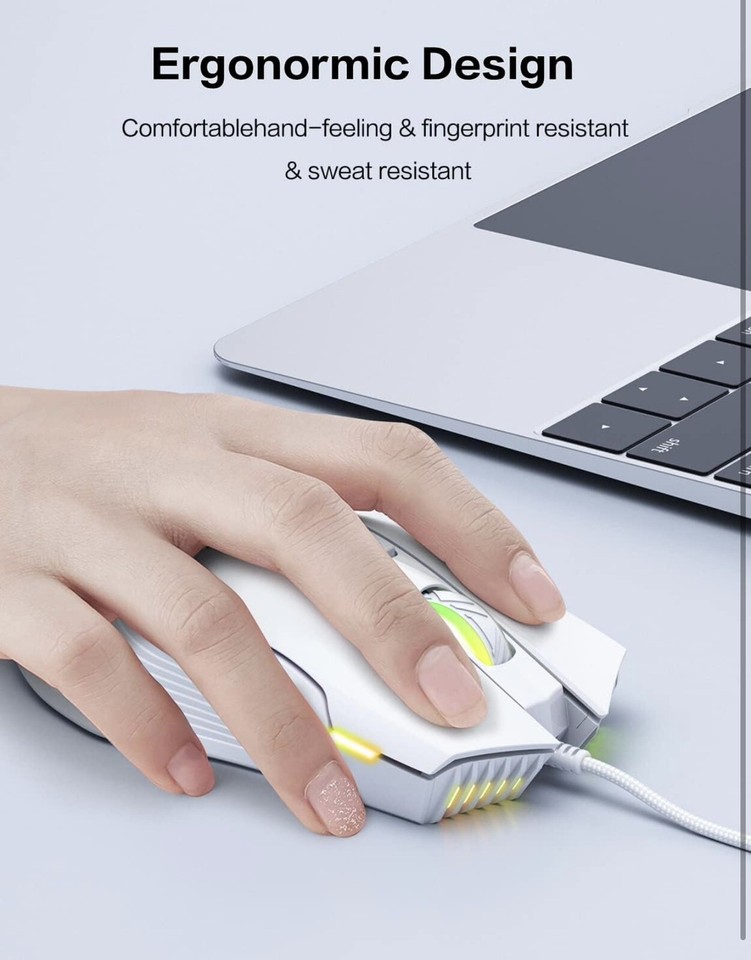 PHNIXGAM Wired Gaming Mouse Ergonomic RGB Computer Mouse with RGB ...