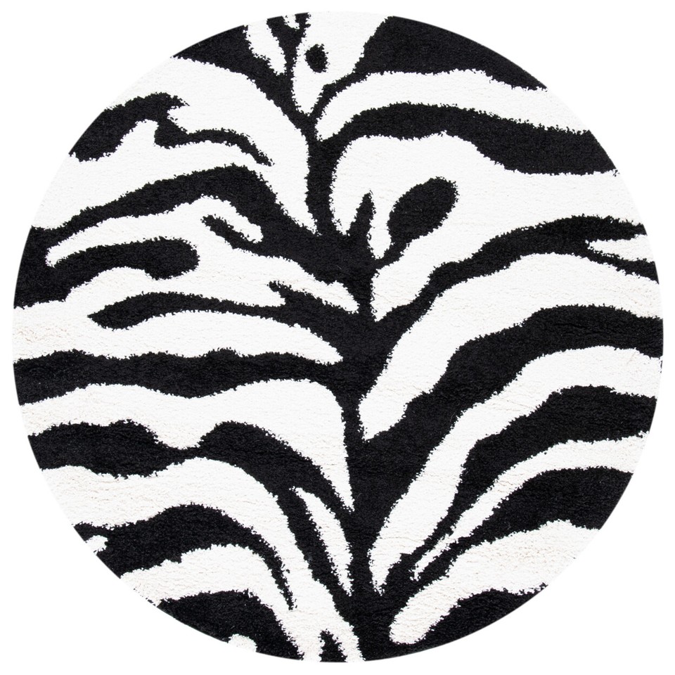 SAFAVIEH Zebra Shag Collection SG452-1290 Ivory/Black Rug | eBay