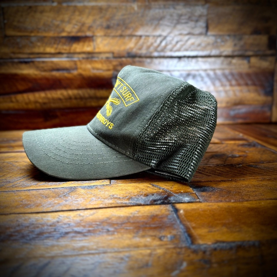 Charlie Don’t Surf "Surfing Cowboys" Green Faded Trucker Hat Mesh ...