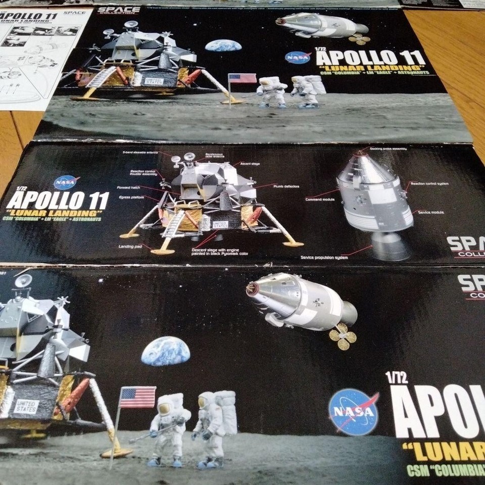 NASA Apollo 11 CSM & Lunar Module with Moon Base Model Kit 1/72 Space ...