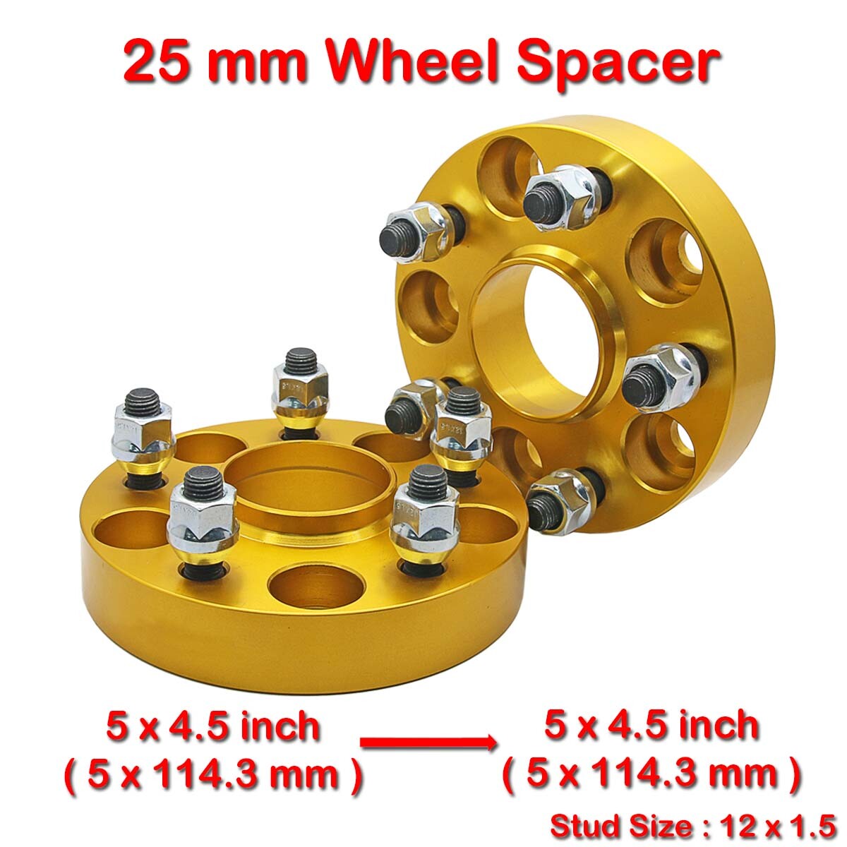 (2) 25mm 12x1.5 5x4.5" Hub Centric Wheel Spacer For Camry Solara Avalon ...