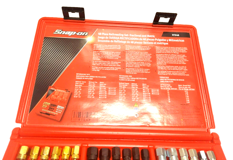 Snap-on 48pc SAE & Metric Master Rethreading Tap & Die Set RTD48 ...