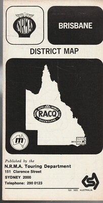 OLD AUSTRALIAN MAP ,NRMA , BRISBANE DISTRICT MAP , BLACK | eBay