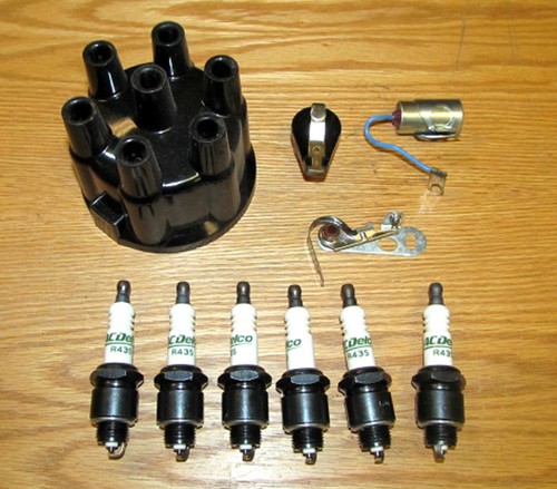 53-54 1955-62 CHEVY 235 6 CYL TUNE UP KIT Points Condenser Cap Rotor ...