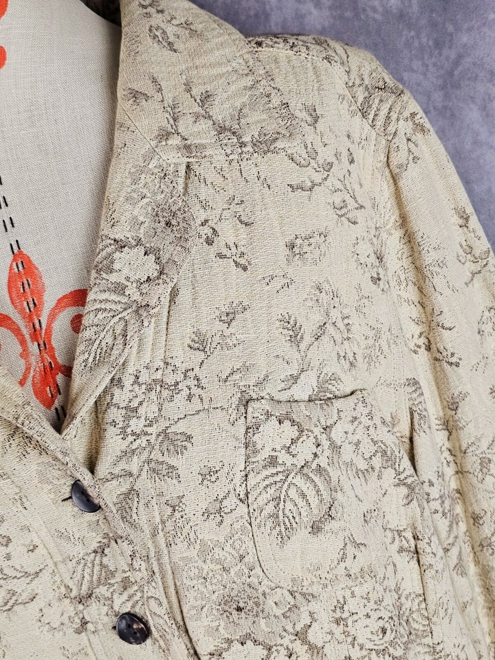 VTG J. Jill Womens XL Hemp Silk Blend Cream Floral Toile Tapestry ...