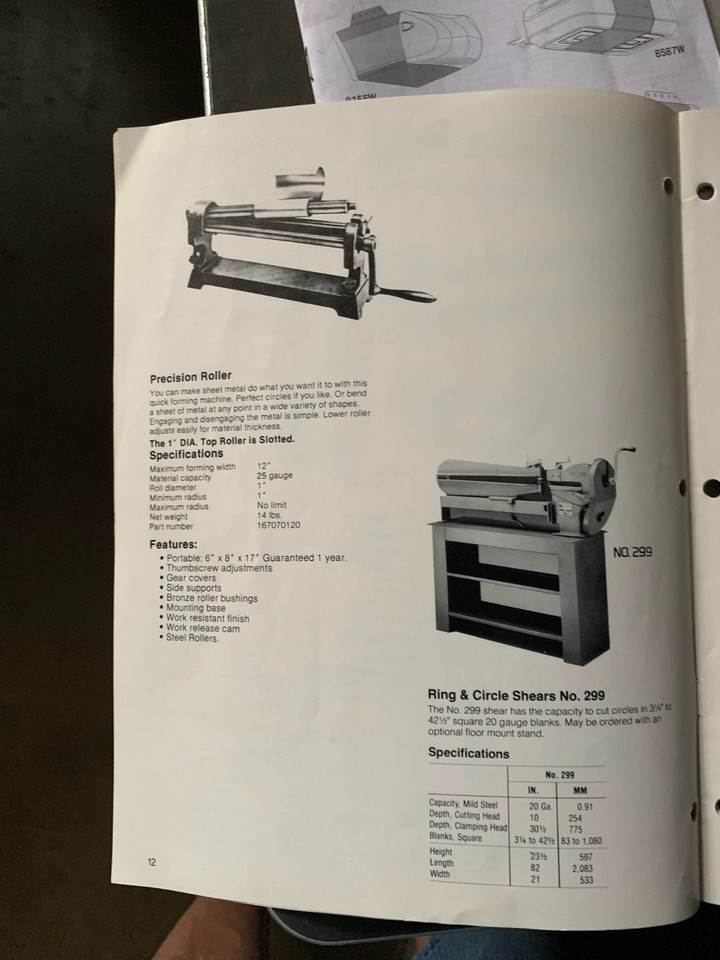 NEW Roper Whitney 12" Slip Roller Sheetmetal Fabrication Roller | eBay