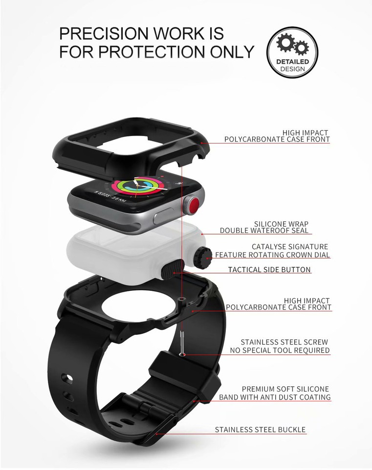 Silicone Sport Band Diving Kits for Apple Watch 9 8 7 6 5 4 SE 40/44 ...