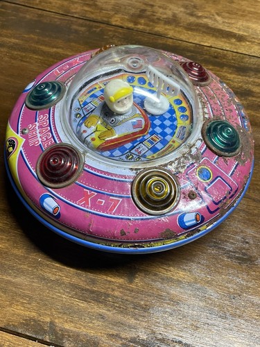 TIN X-7 DISK SPACE SHIP UFO Vintage Toy Masudaya X-7 From Japan - Works ...