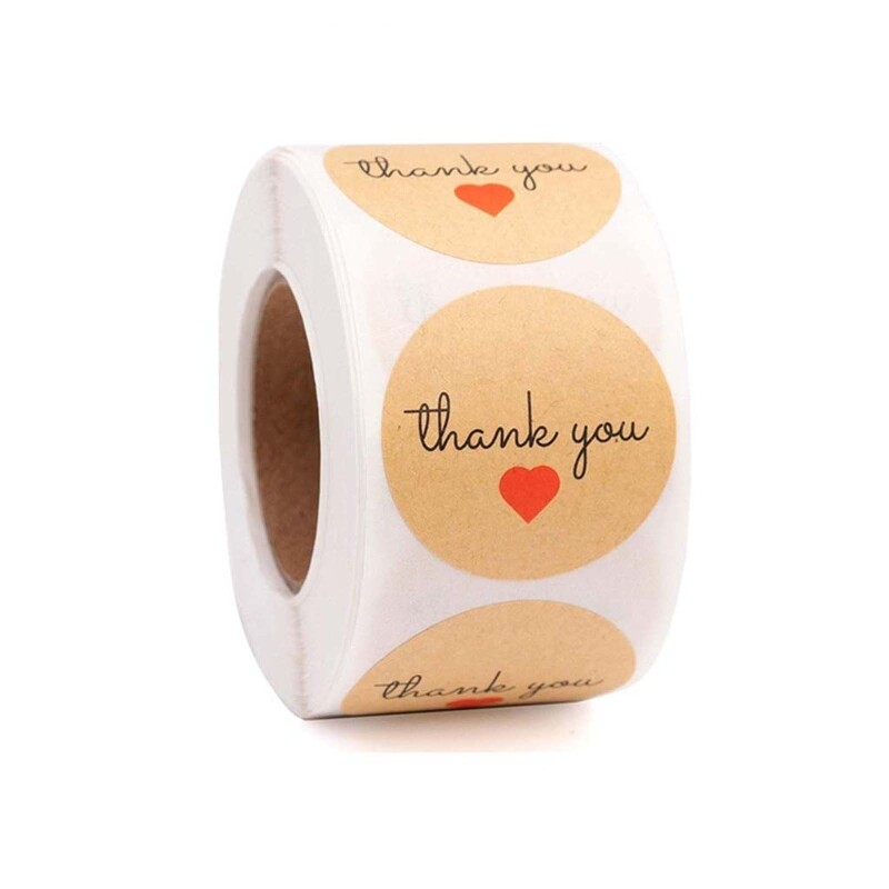 500pcs Homemade Thank You Kraft Sticker Round Seal Label for Small Shop ...