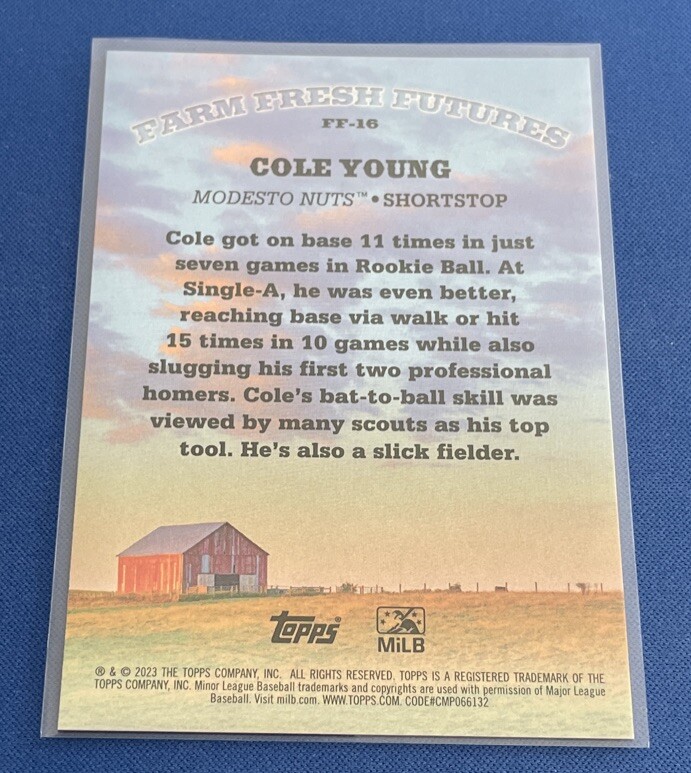 2023 Topps Pro Debut Farm Fresh Futures #FF-16 Cole Young Modesto Nuts ...