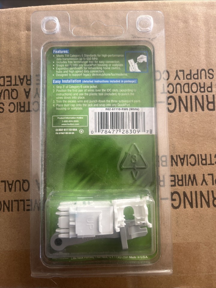 Leviton 61110-RW6 Extreme Cat 6 QuickPort Jack White | eBay
