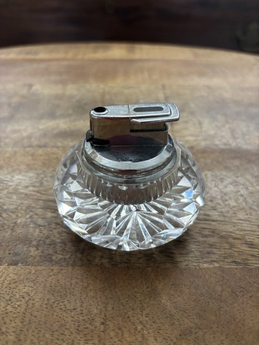 RARE Vintage Waterford Crystal Butane Table Lighter Tobacciana ...