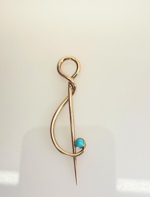 Murrle Bennett Art Nouveau 9CT Gold & Turquoise Clef Pin / Brooch | eBay