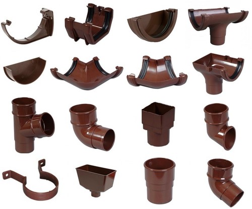 Brown Round Guttering & Down Pipe - 114mm Half Round Gutter 65mm ...