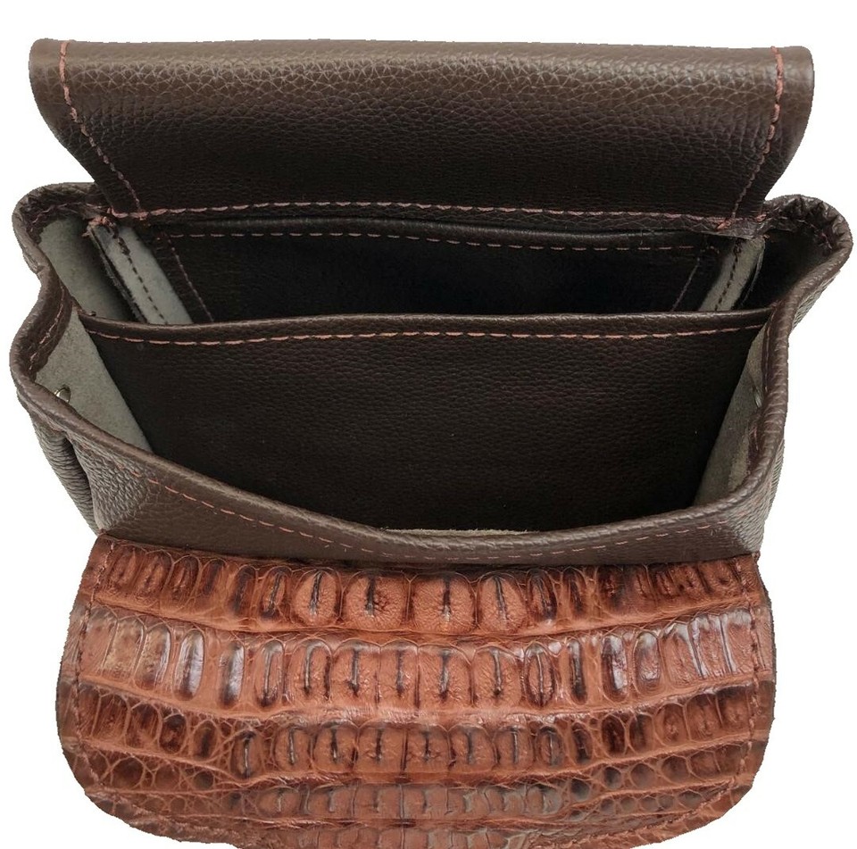 Real CROCODILE & LEATHER SHOTGUN SHELL POUCH for Skeet Sporting Clays ...
