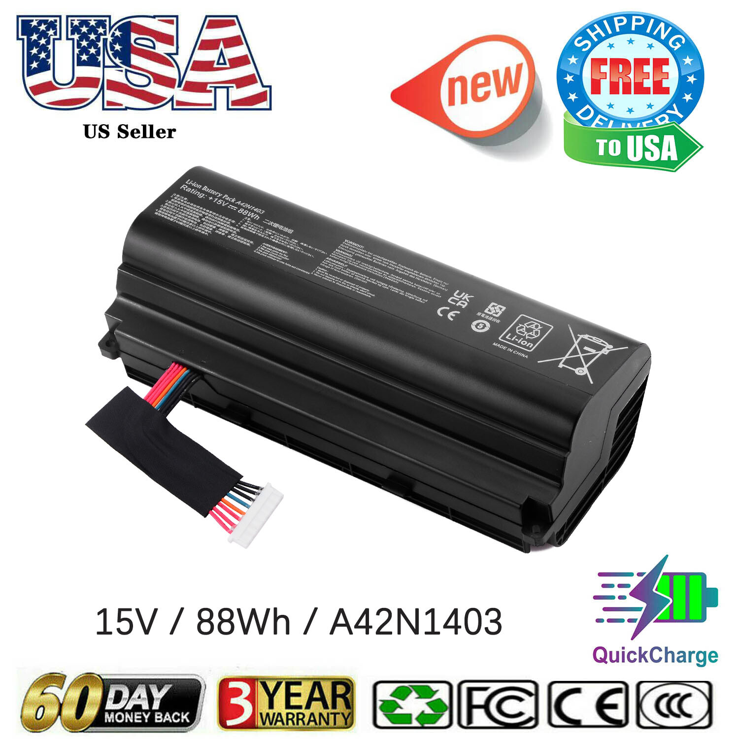 Battery Pack A42N1403 for Asus ROG G751 G751J G751JM G751JT G751JY ...