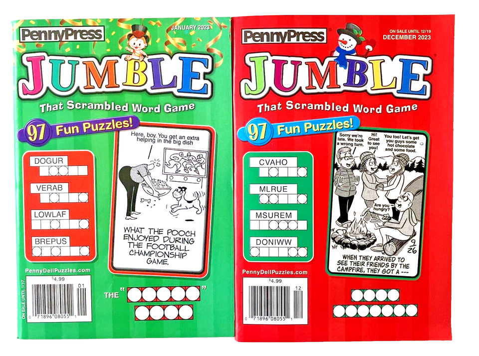 NEW Lot 2 Penny Press Dell JUMBLE Word Scramble Puzzles Books 97 ...