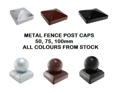METAL FENCE POST CAPS | Oxide Red / Galvanised / Black | ALL SIZES 50 ...