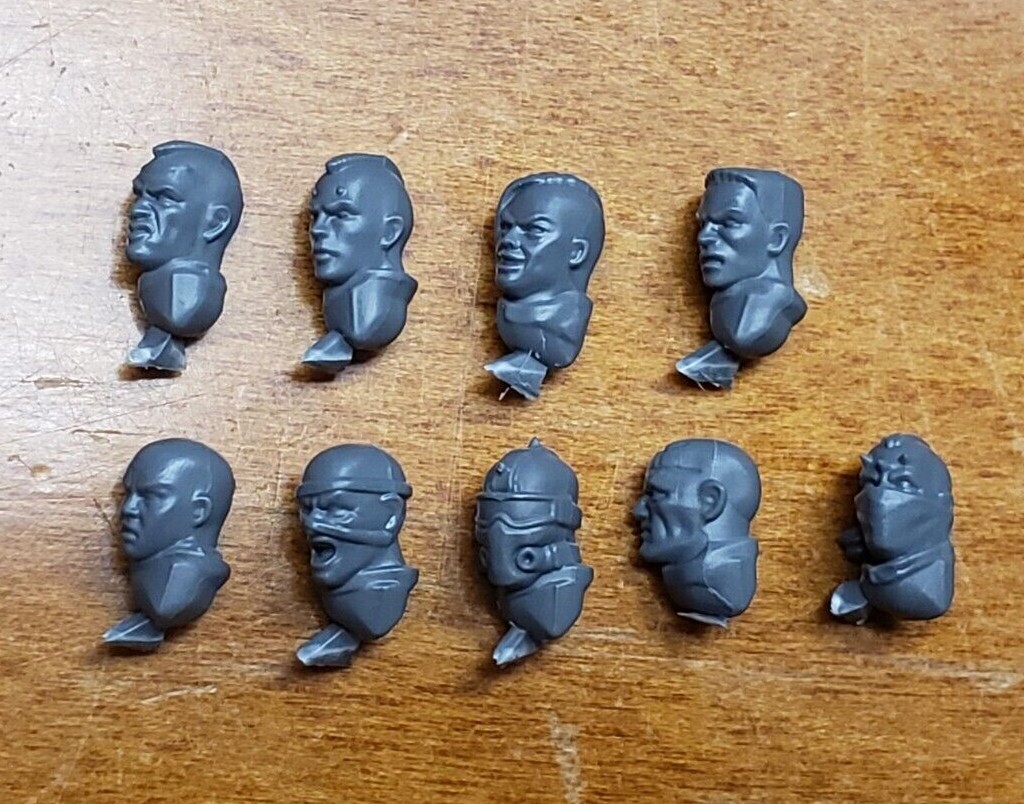 40k Kill Team Bits Blooded Traitor Guard Bare & Masked Heads No Helmet ...